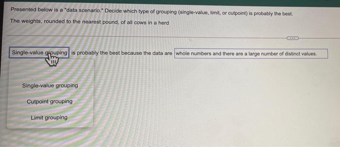 Solved Presented below is a "data scenario." Decide which | Chegg.com