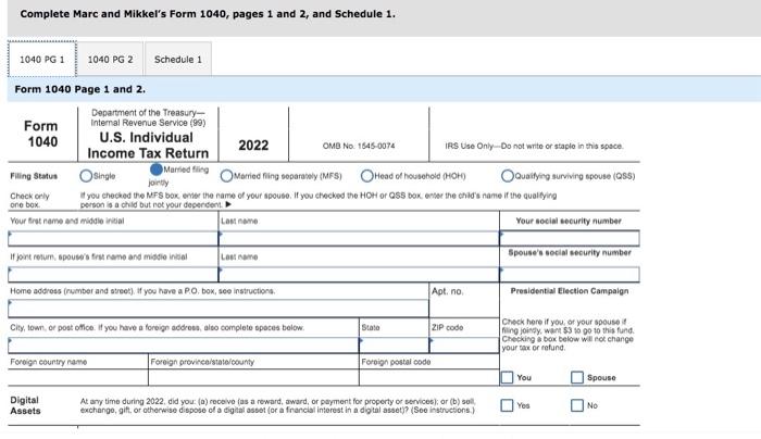 Solved Marc and Mikkel are married and file a joint tax | Chegg.com
