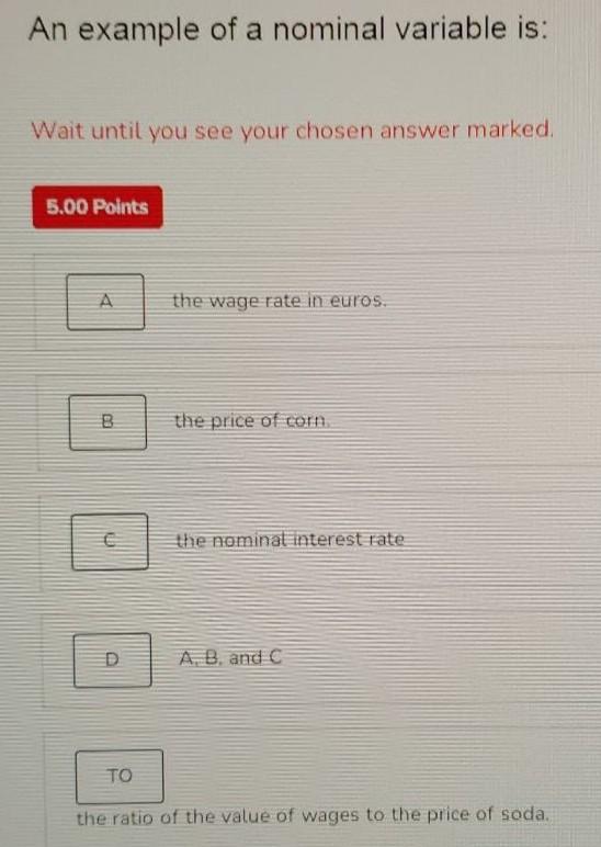 Solved An Example Of A Nominal Variable Is Wait Until You 4420