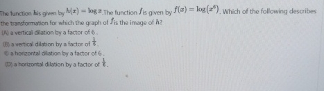 Solved The function his given by h(x)=logz. ﻿The function f | Chegg.com