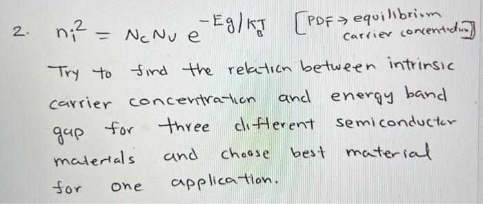 Solved Try to find the relation between intrinsic carrier | Chegg.com