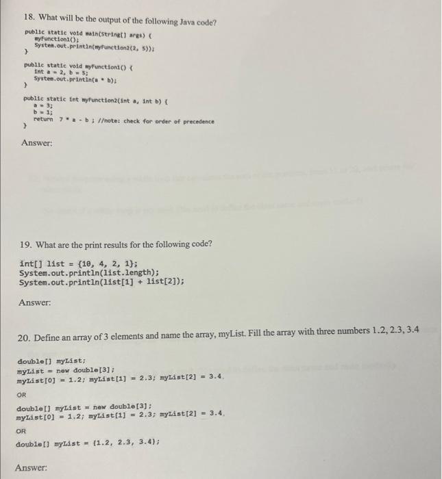 Solved 18. What will be the output of the following Java | Chegg.com