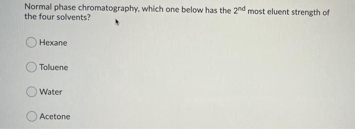Solved Normal phase chromatography, which one below has the | Chegg.com