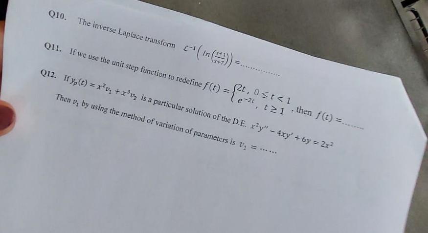 Solved Q10. The inverse Laplace transform | Chegg.com