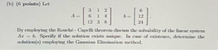 Solved By employing the Rouché - Capelli theorem discuss the | Chegg.com
