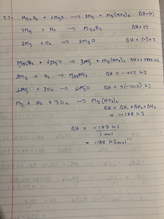 Solved 8Mg(s) + Mg(NO3)2(s) — Mg3N2(s) + 6MgO(s) AH = -3884 | Chegg.com