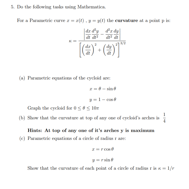 Solved 5. Do the following tasks using Mathematica. For a | Chegg.com