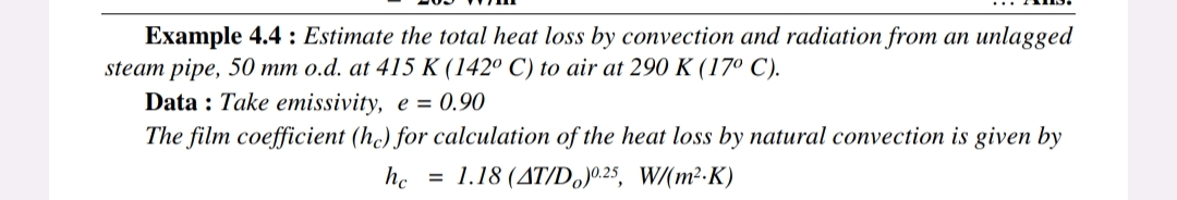 Solved Example 4.4 ﻿: Estimate the total heat loss by | Chegg.com