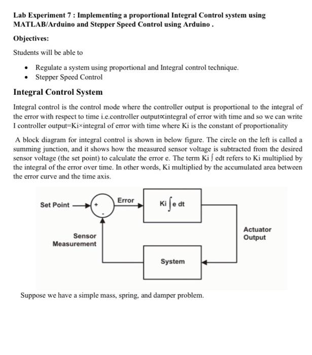Lab Experiment 7 Implementing A Proportional
