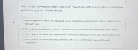 Which of the following statements is true with regard | Chegg.com