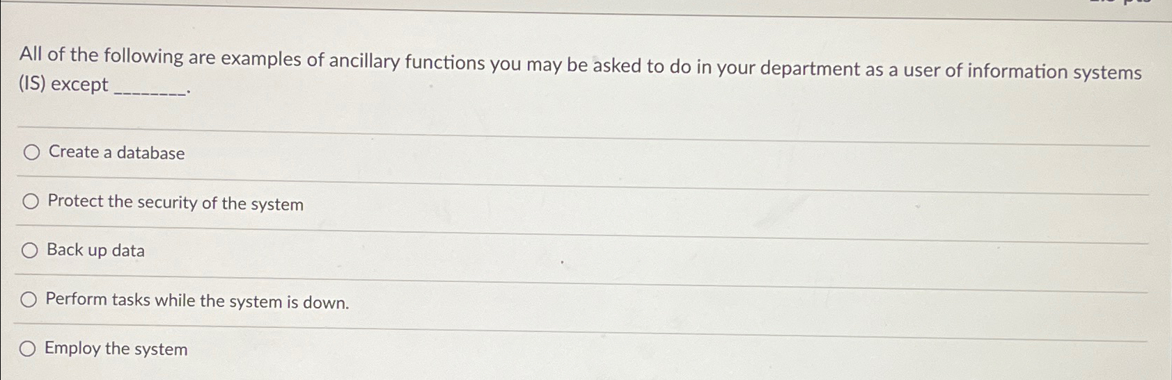Solved All of the following are examples of ancillary | Chegg.com