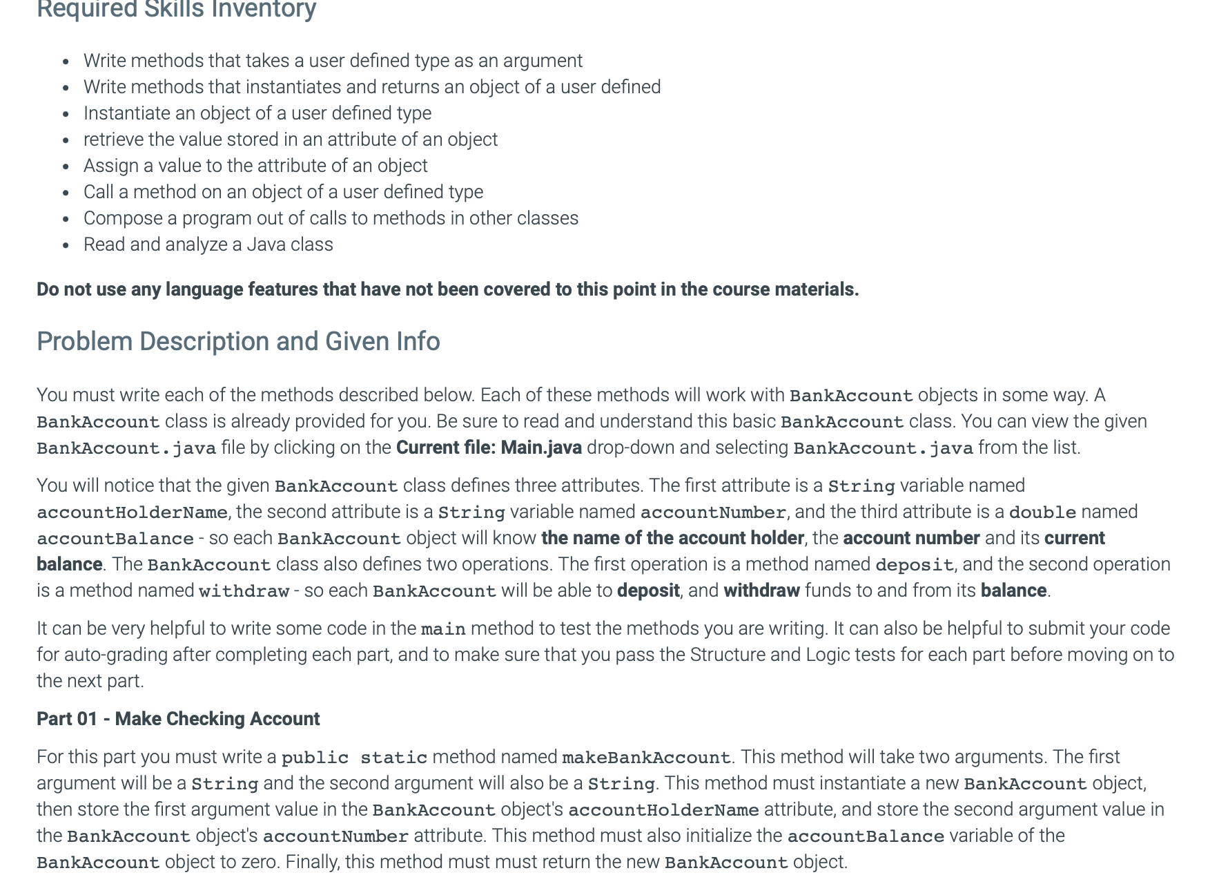 Solved bank account: please solve both main class and bank | Chegg.com