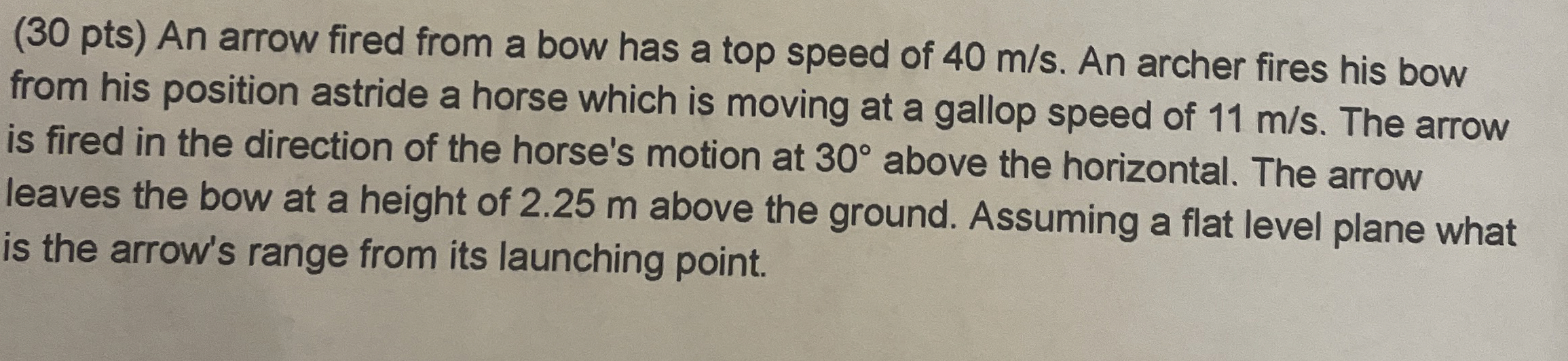 Solved pts) ﻿An arrow fired from a bow has a top speed of | Chegg.com