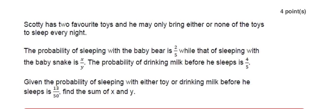 Solved 4 ﻿point(s)Scotty has two favourite toys and he may | Chegg.com