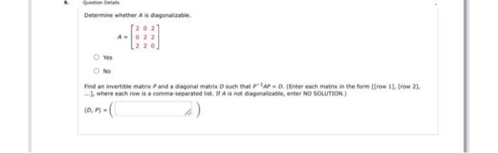 Solved Determine whether A is diagonalizable. | Chegg.com
