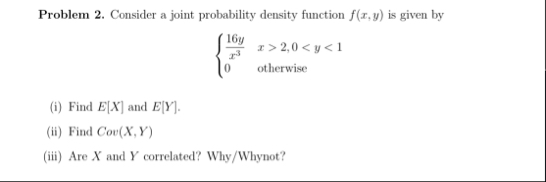 Solved Problem 2. ﻿Consider a joint probability density | Chegg.com