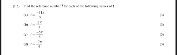 Solved (1.3) ﻿Find the reference number ?bar (t) ﻿for each | Chegg.com