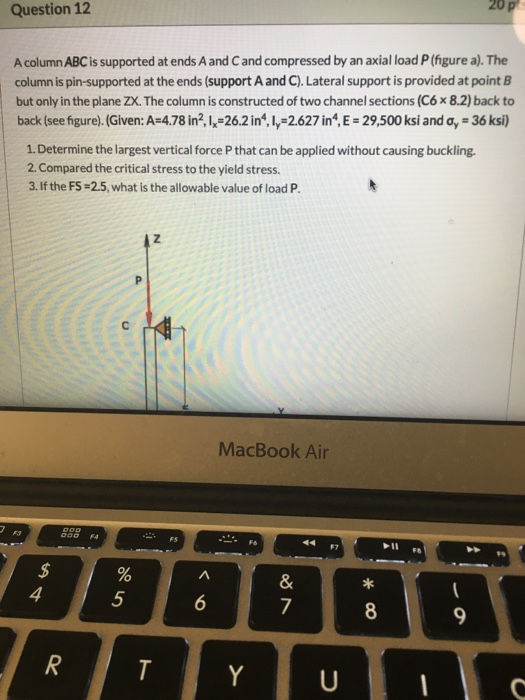 Solved Question 12 20p A column ABC is supported at ends A | Chegg.com