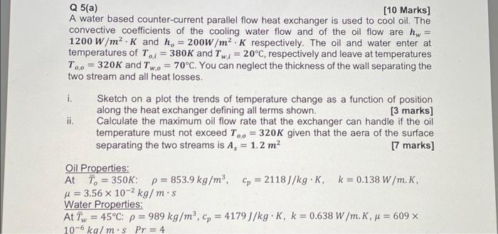 Solved Q5(a) [10 Marks] A water based counter-current | Chegg.com