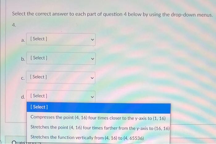 Solved Select the correct answer to each part of question 4 | Chegg.com