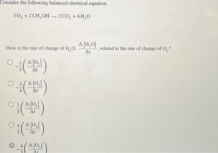 Solved Consider the following balanced chemical equation. | Chegg.com