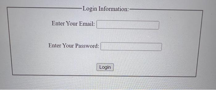Solved Login Information: Enter Your Email: Enter Your | Chegg.com