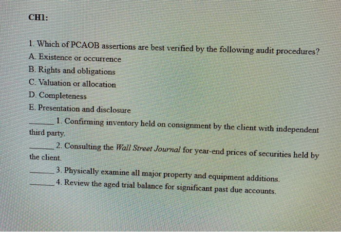 Solved CHI 1 Which Of PCAOB Assertions Are Best Verified Chegg solved-chi-1-which-of-pcaob-assertions-are-best-verified-chegg