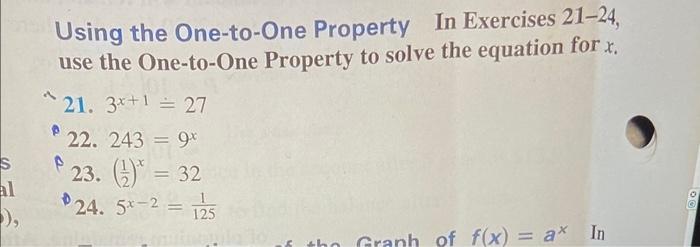 Solved Using the One-to-One Property In Exercises 21-24, use | Chegg.com