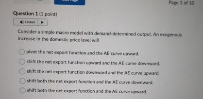 Solved Question 1 (1 ﻿point)Consider a simple macro model | Chegg.com