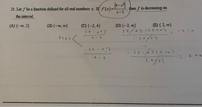 Solved 21. Let f be a fimction defined for all real mmbers | Chegg.com