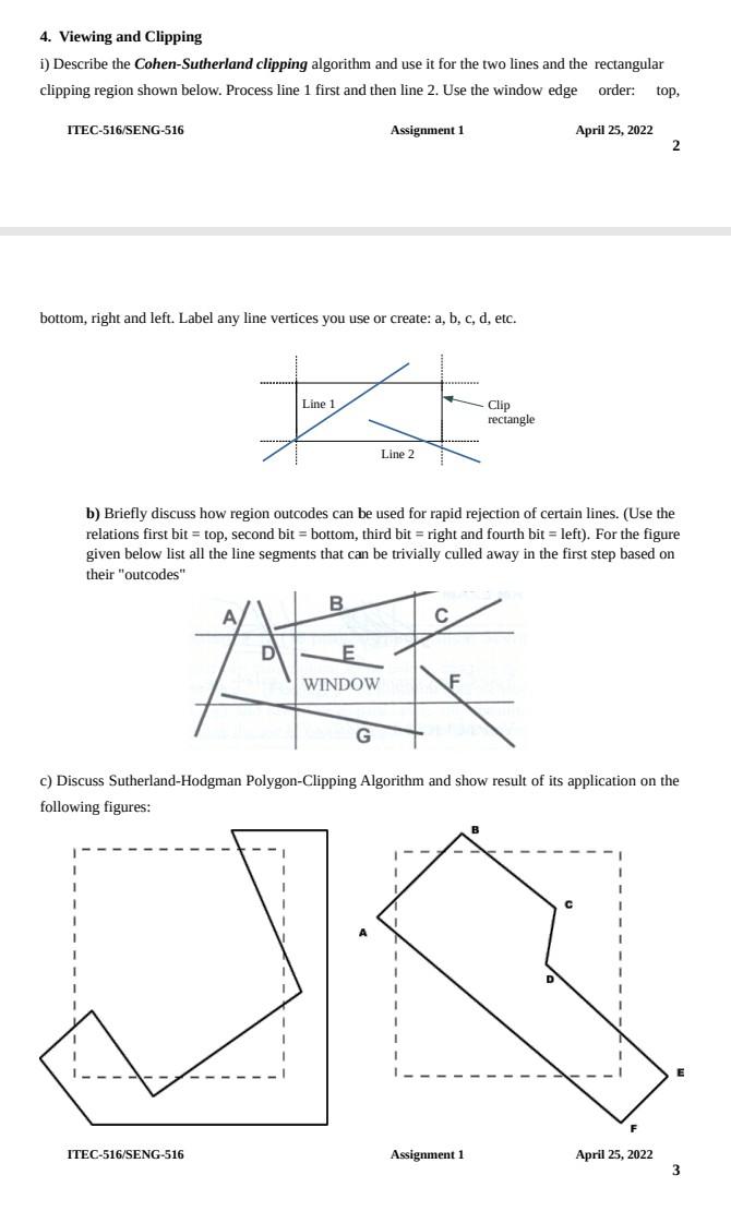 Solved 4. Viewing and Clipping i) Describe the | Chegg.com