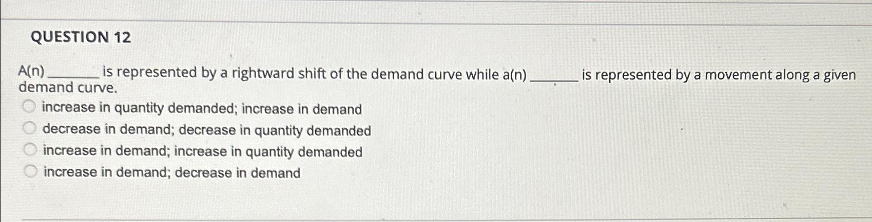 Solved QUESTION 12A(n), ﻿is represented by a rightward shift | Chegg.com