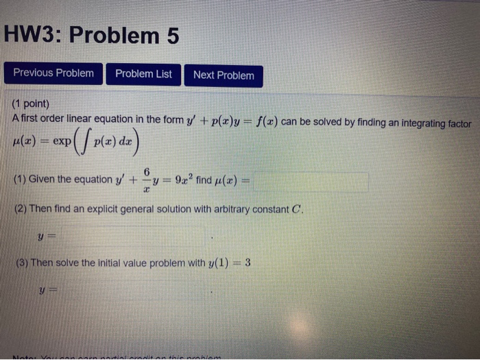 Solved HW3: Problem 5 Previous Problem Problem List Next | Chegg.com
