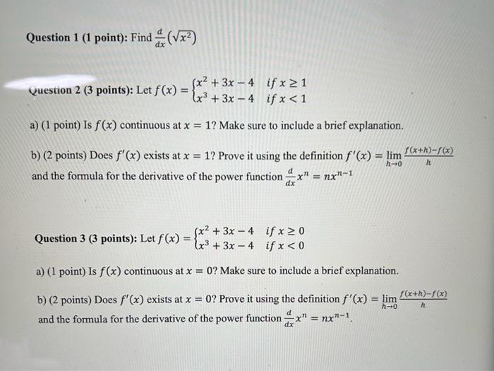 Solved Question 1 (1 point): Find dxd(x2) Question 2 ( 3 | Chegg.com