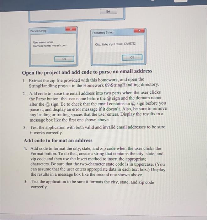 In this exercise, you'll add code that parses an | Chegg.com