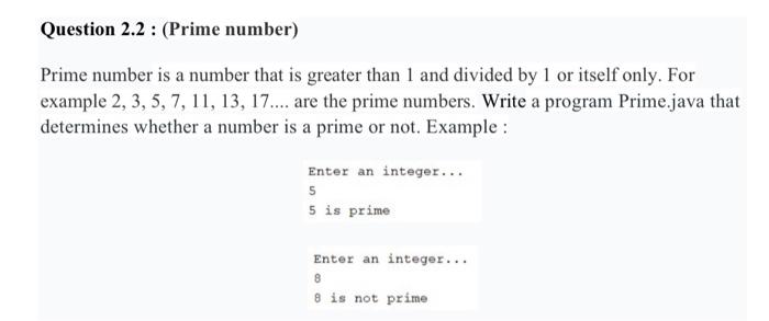 Solved Prime number is a number that is greater than 1 and | Chegg.com