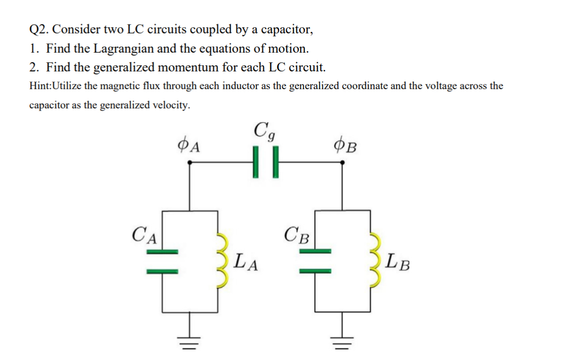 Q2. ﻿Consider two LC circuits coupled by a | Chegg.com