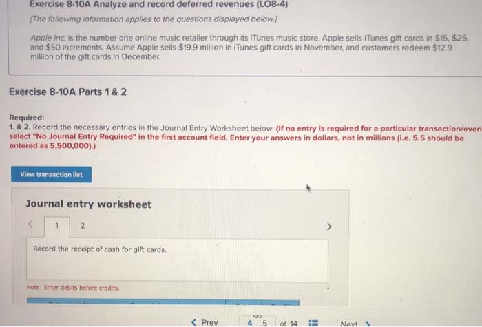 Solved Exercise 8-10A Analyze and record deferred revenues | Chegg.com