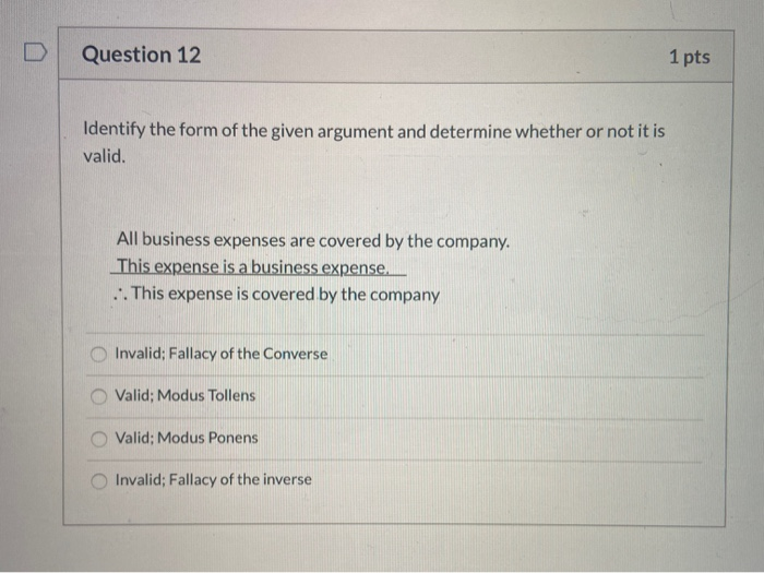 Solved Question 12 1 pts Identify the form of the given | Chegg.com
