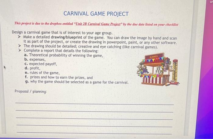 Solved This project is due to the dropbox entitled "Unit 2B | Chegg.com