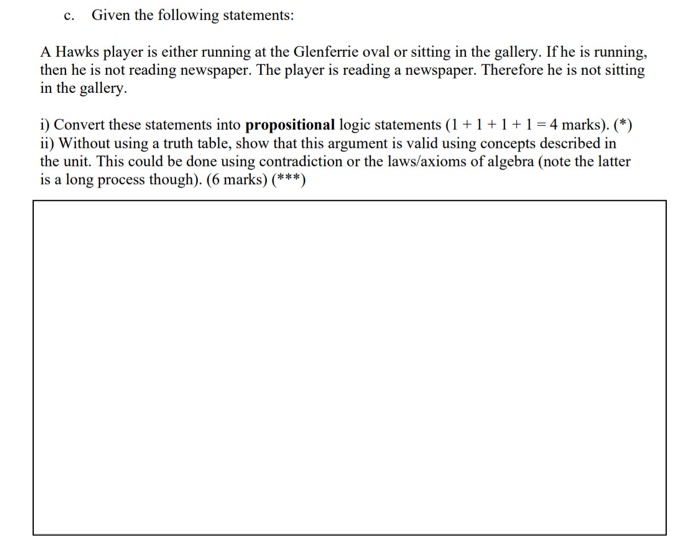 Solved c. Given the following statements: A Hawks player is | Chegg.com