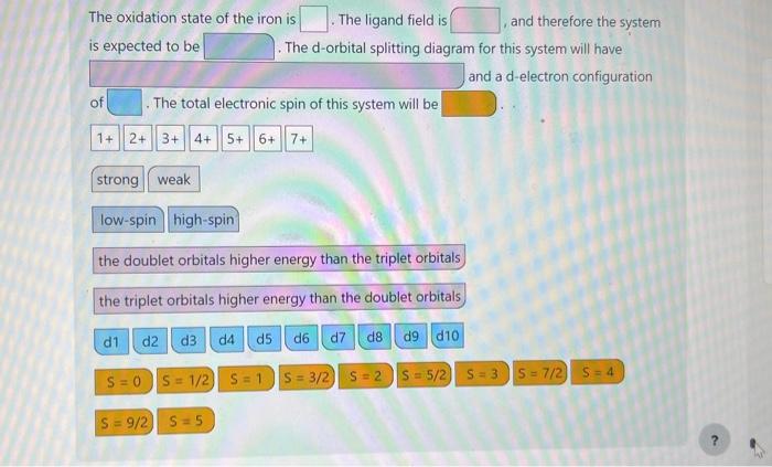 Solved Consider the octahedral complex below: The oxidation | Chegg.com
