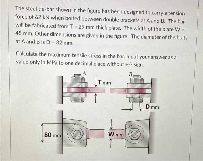 Solved The steel tie-bar shown in the figure has been | Chegg.com