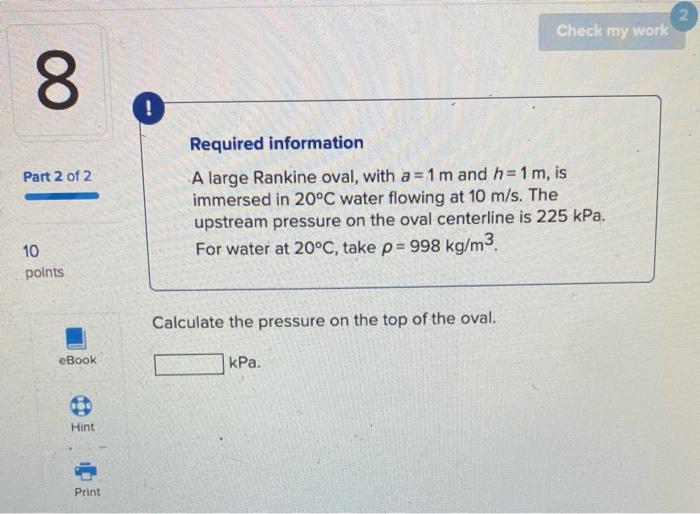 Solved 8 Part 2 of 2 10 points eBook Required information A | Chegg.com