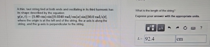 Solved A thin, taut string tied at both ends and oscillating | Chegg.com