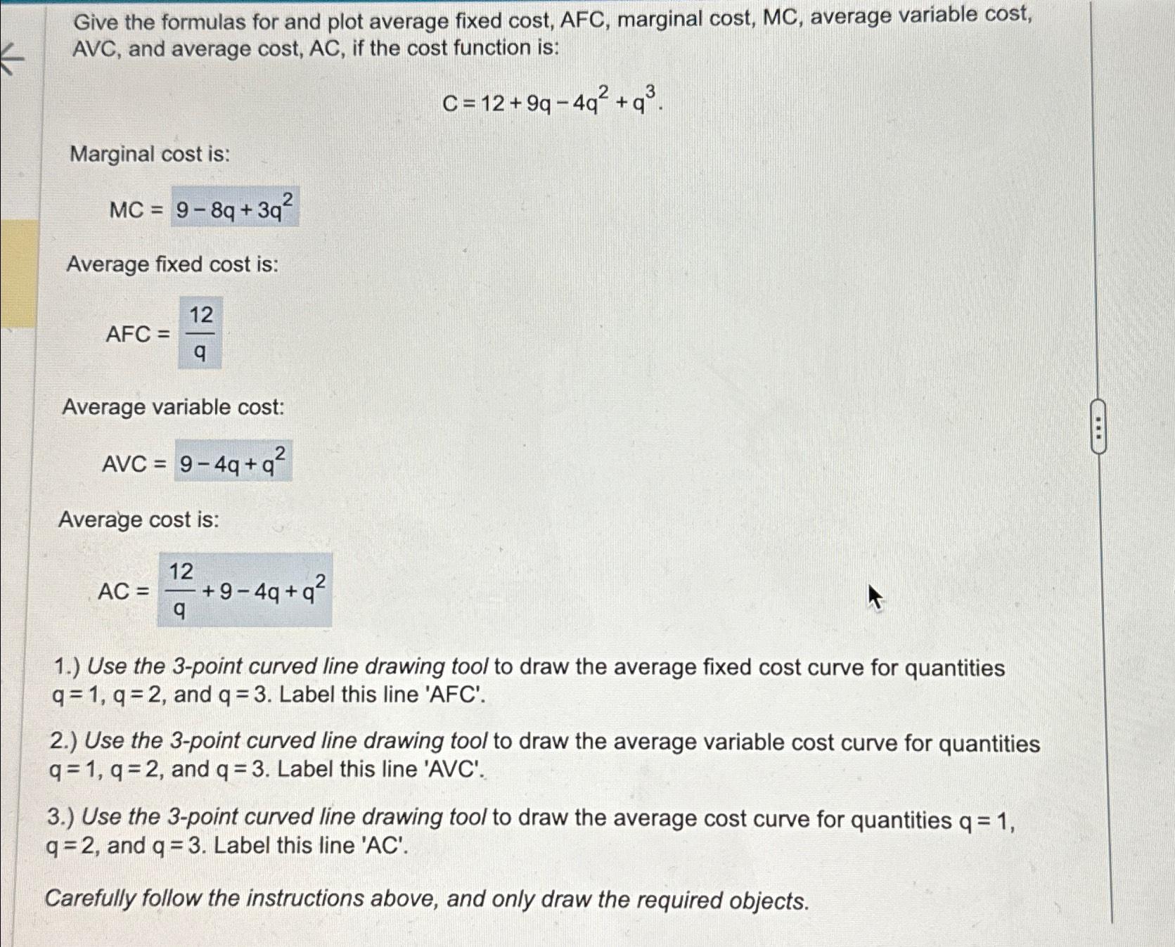 Solved Give the formulas for and plot average fixed cost, | Chegg.com
