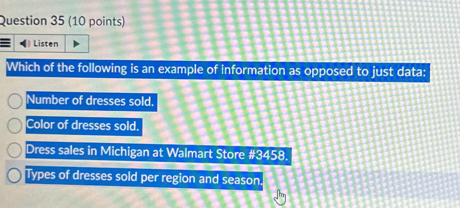 Solved Question 35 (10 ﻿points)ListenWhich of the following | Chegg.com