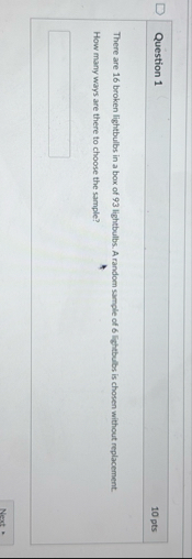 Solved Question 110 ﻿ptsThere are 16 ﻿broken lightbulbs in a | Chegg.com