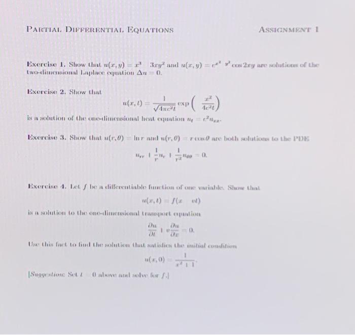 Solved PARTIAL. DIFFERENTIAI. EQUATIONS ASSICANMENT 1 | Chegg.com Solved PARTIAL. DIFFERENTIAI. EQUATIONS ASSICANMENT 1 | Chegg.com