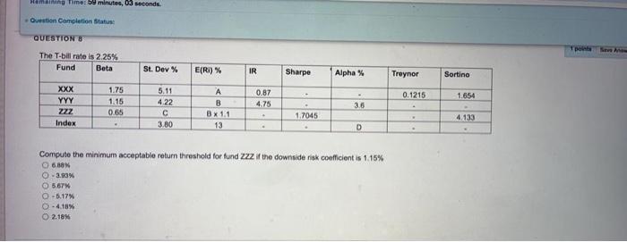 Solved Compute the minimum acceptable return threshold for | Chegg.com